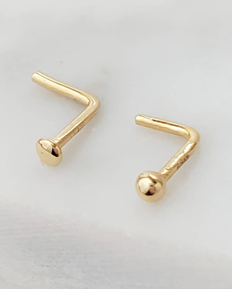 14K Gold Nose Stud 20G Tiny Ball or Button Top Nose Stud - Etsy