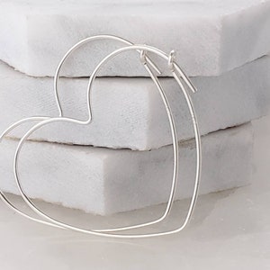 Heart Shaped Hoops Delicate Hoop Earrings Simple Silver or Gold Hoops ...
