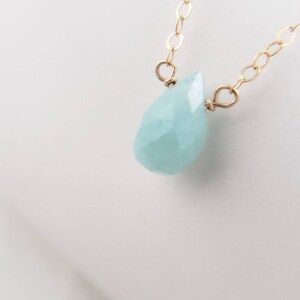 Tiny Amazonite Necklace Pale Blue Gemstone Delicate Gold & Aqua ...