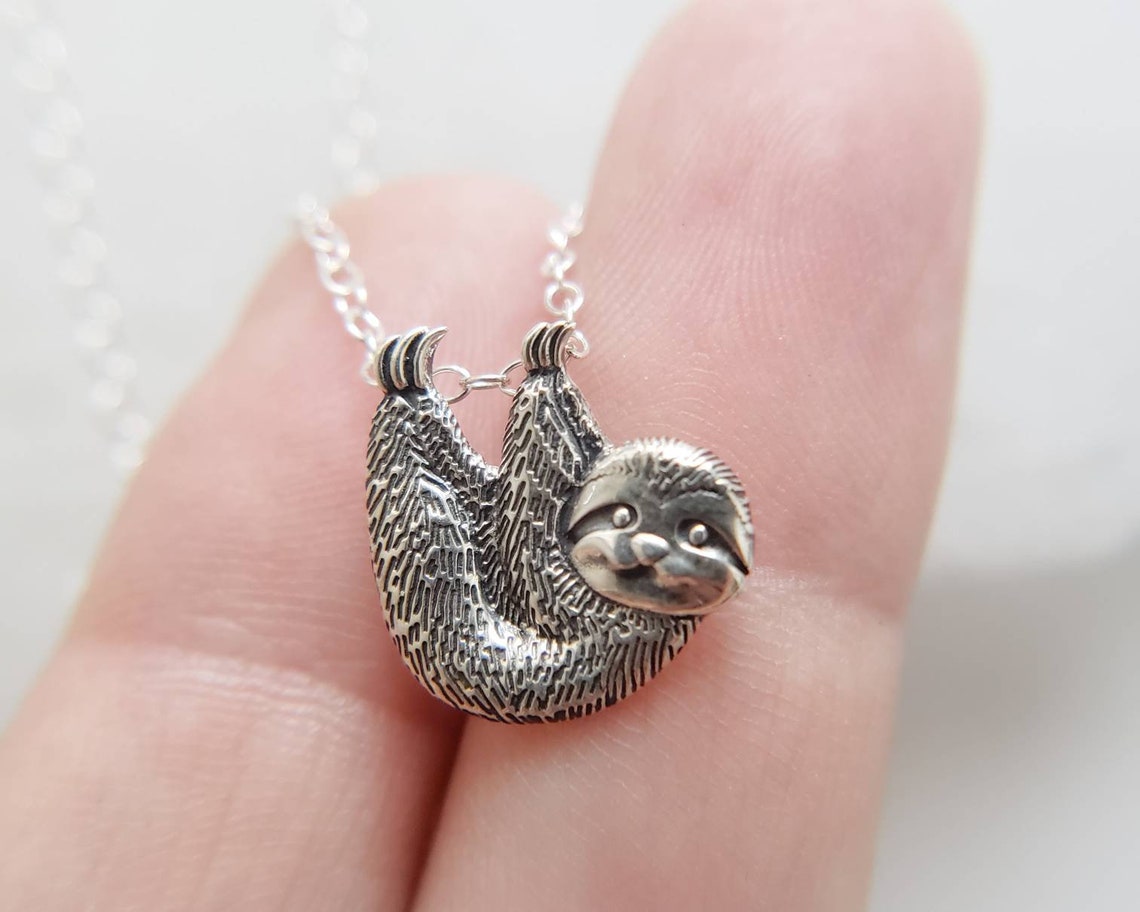Sloth Necklace Sweet Little Sloth Pendant Silver Sloth - Etsy