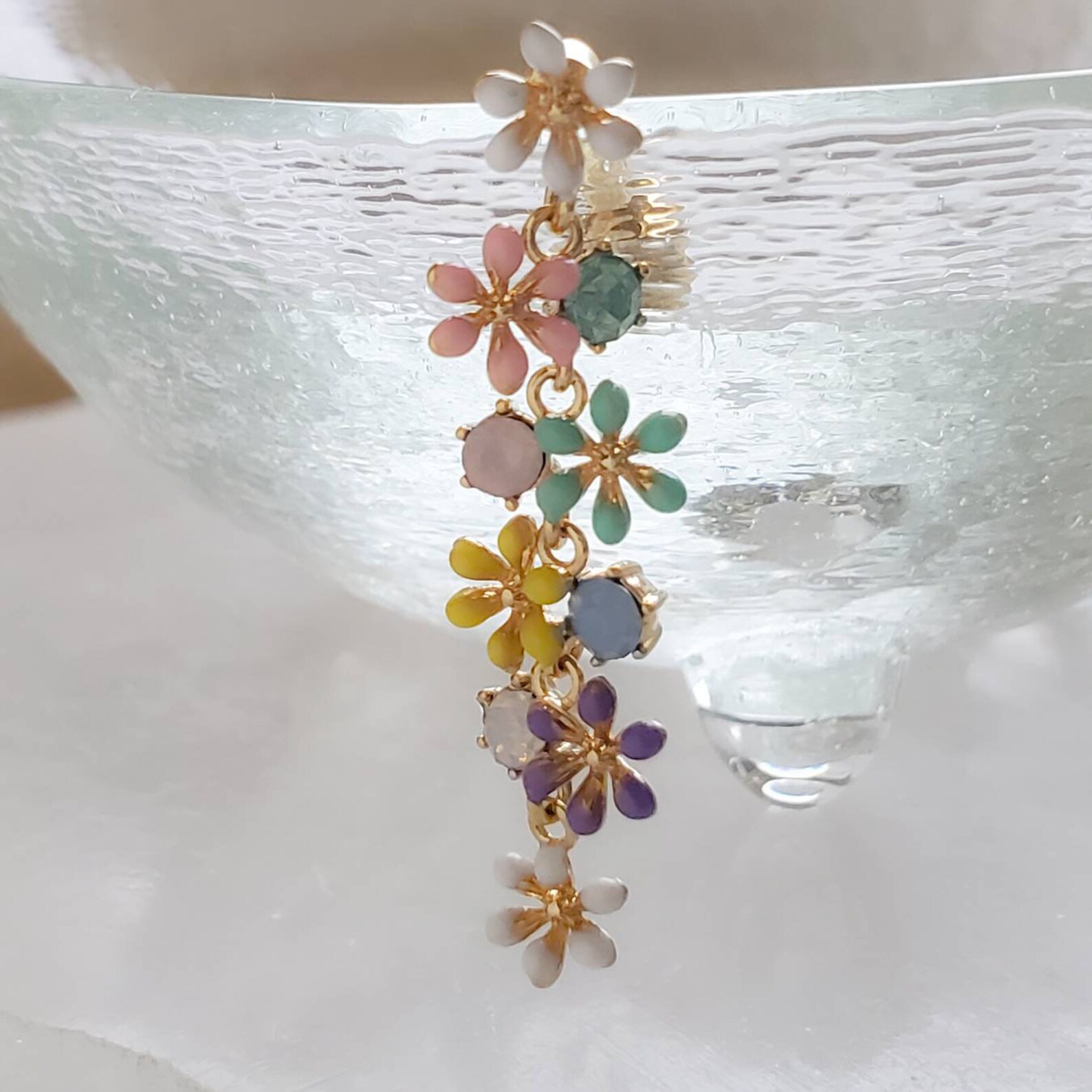 Floral Belly Button Piercing 14 Gauge Enameled Flowers & | Etsy