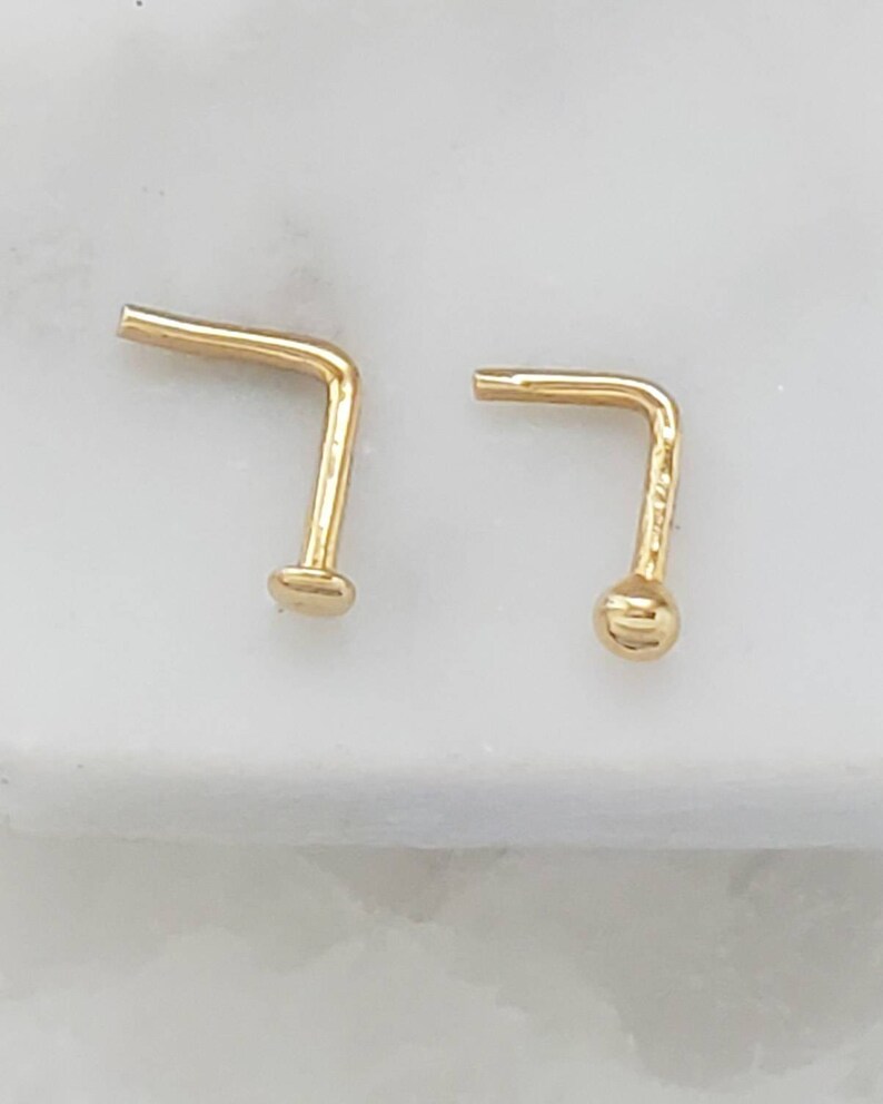 14K Gold Nose Stud 20G Tiny Ball or Button Top Nose Stud - Etsy
