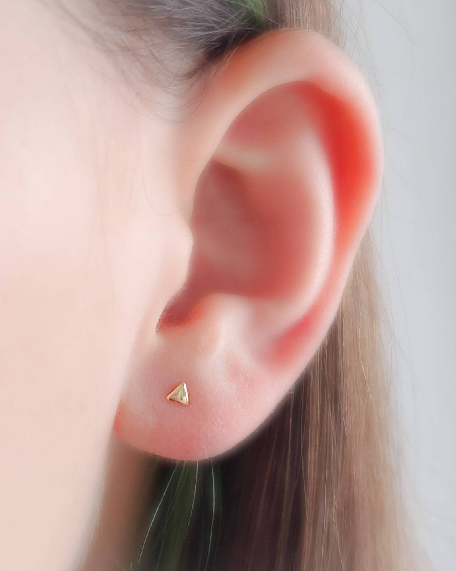 14k Gold Tiny Triangle Studs Delicate Studs Gold Triangle | Etsy