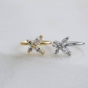 Butterfly Nose Hoop • 20 Gauge • Cubic Zirconia Butterfly Nose Ring ...