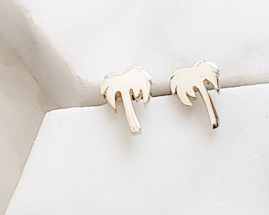 Tiny Palm Tree Studs • Little Silver Palm Trees • Beach Wedding ...