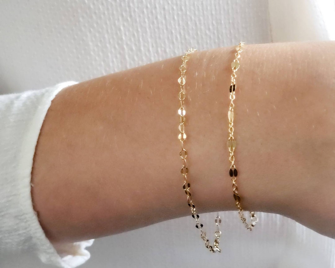 Delicate Gold Bracelet Two Sizes Dainty Lace Chain Gift for Her ...