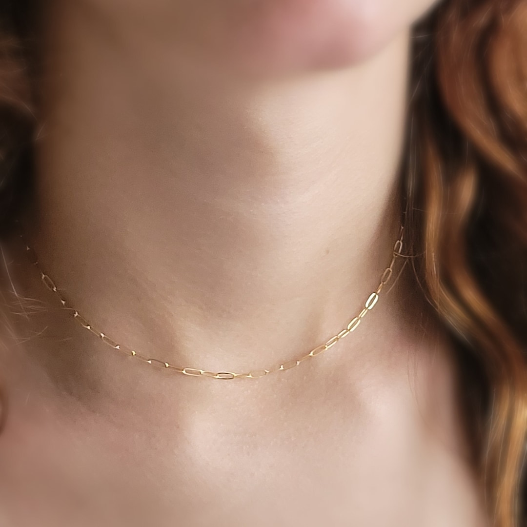 Paperclip Link Chain • Dainty Layering Necklace • Custom Sizing ...
