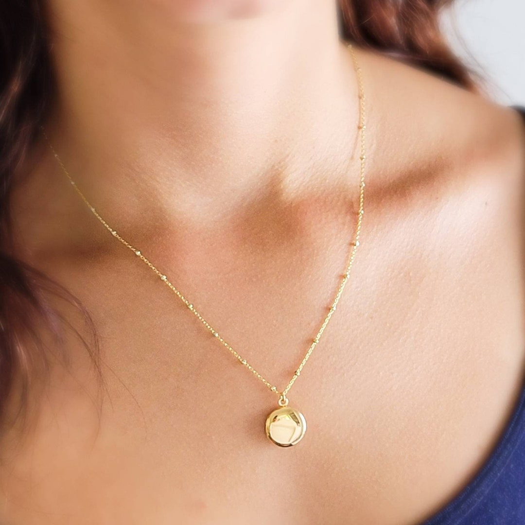 Little Gold Locket Necklace • Tiny Photo Locket • Gift for Mom • Dainty ...
