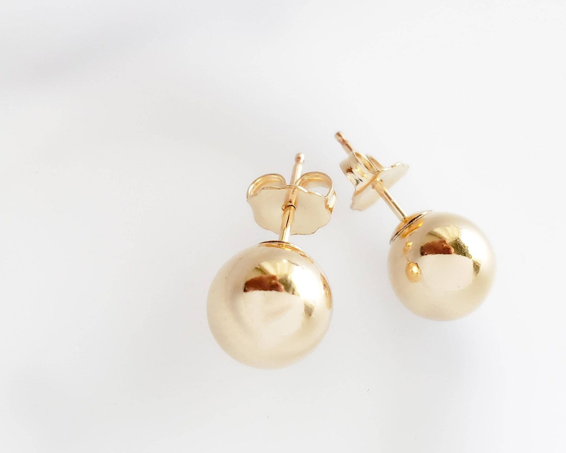 Round Stud Earrings Gold Ball Earrings Silver Stud - Etsy