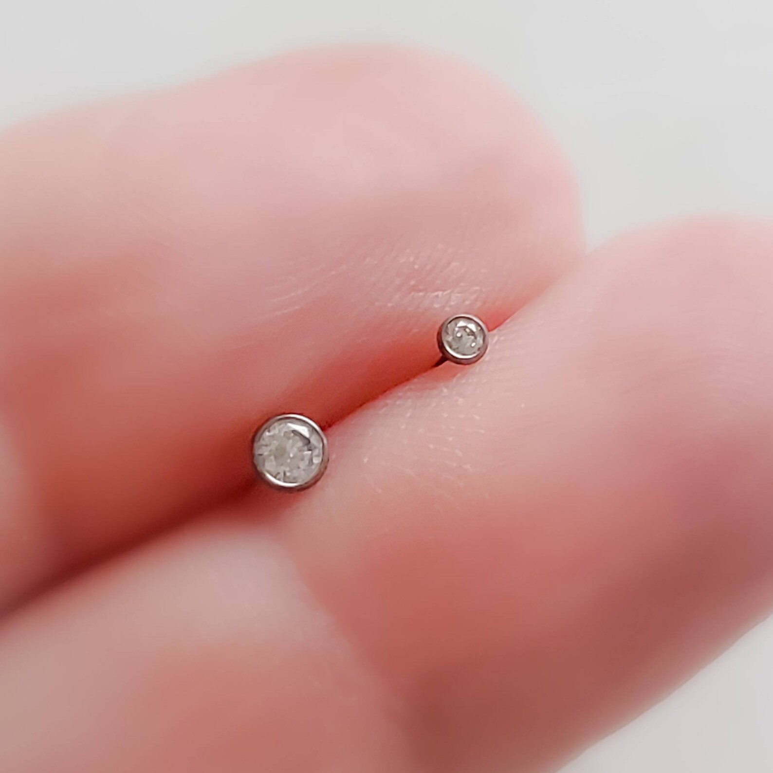 Implant Grade Titanium Flatback Studs With CZ Bezel Set Ball - Etsy