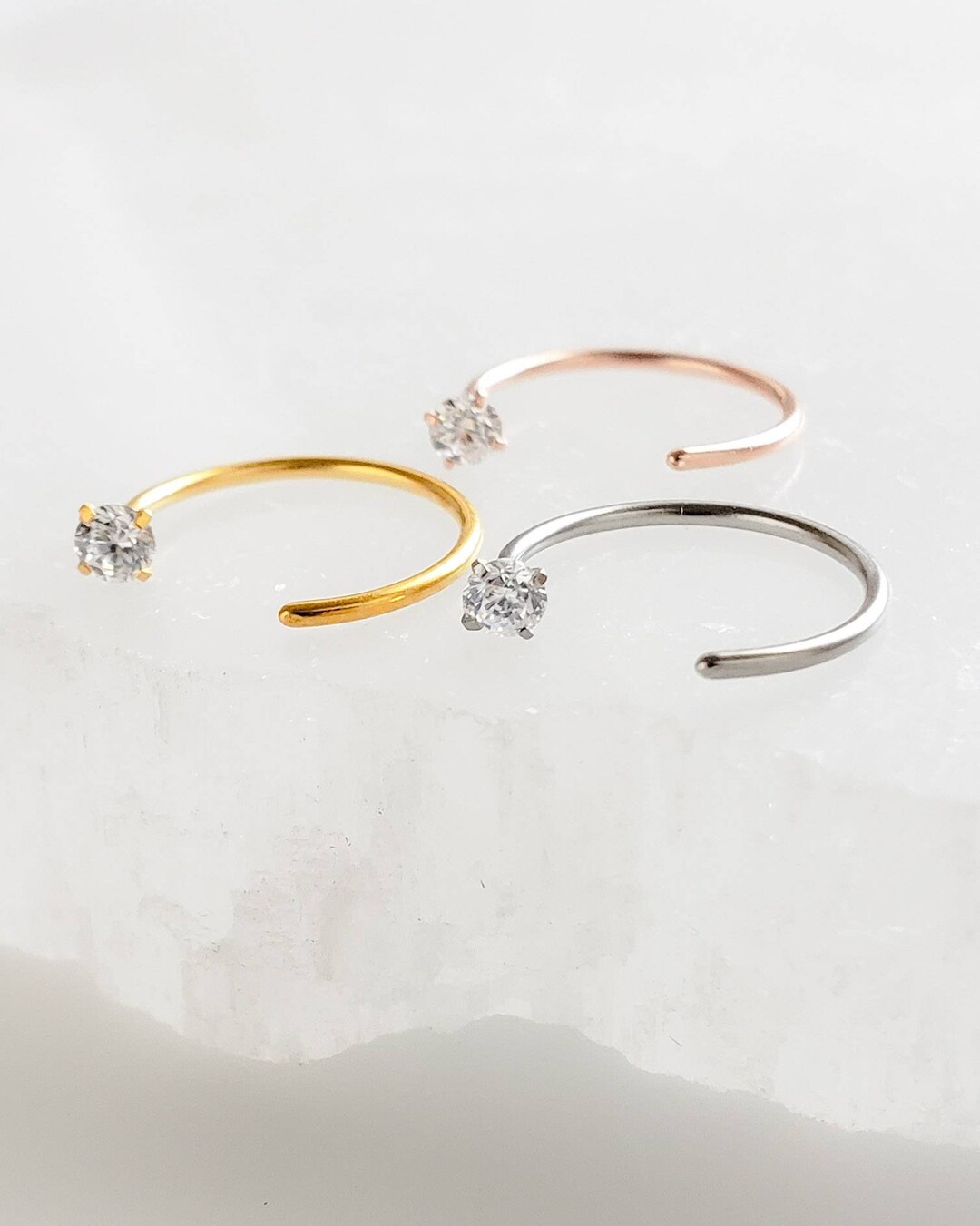 SPARKLE Hug Hoops • Thin CZ Hoops • Open Skinny Hoop • Modern Hoop ...