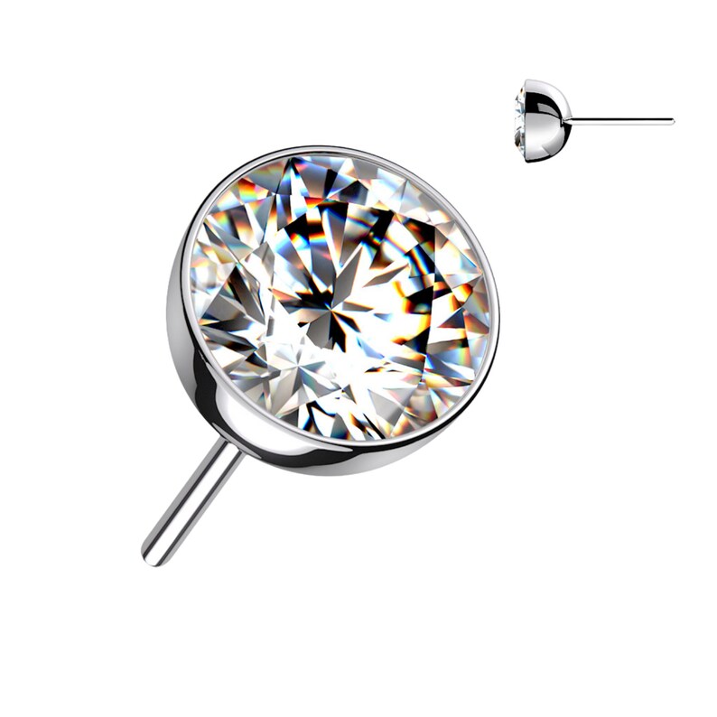 Implant Grade Titanium Flatback Studs With CZ Bezel Set Ball - Etsy