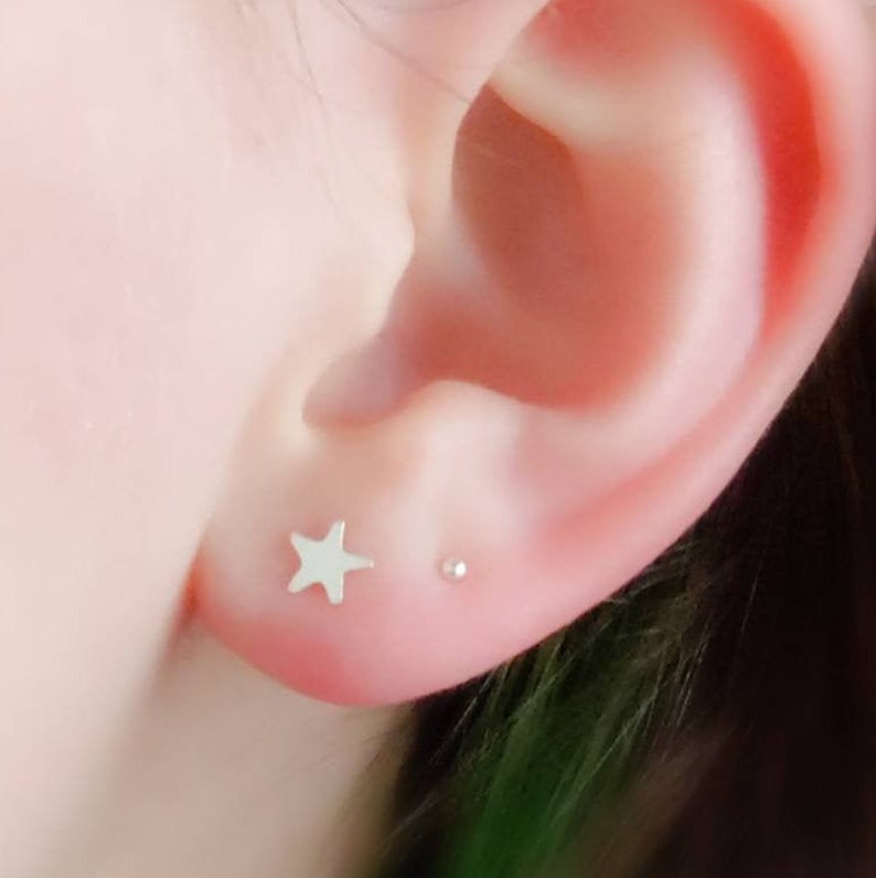 Little Star Studs Tiny Earrings Gold Star Studs Delicate - Etsy
