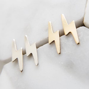 Lightning Bolt Studs • Silver Lightning Bolts • Tiny Silver Studs • Thunderbolt Earrings ...