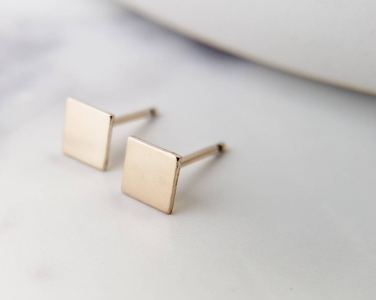 Modern Square Studs Gold Geometric Earrings Minimalist | Etsy