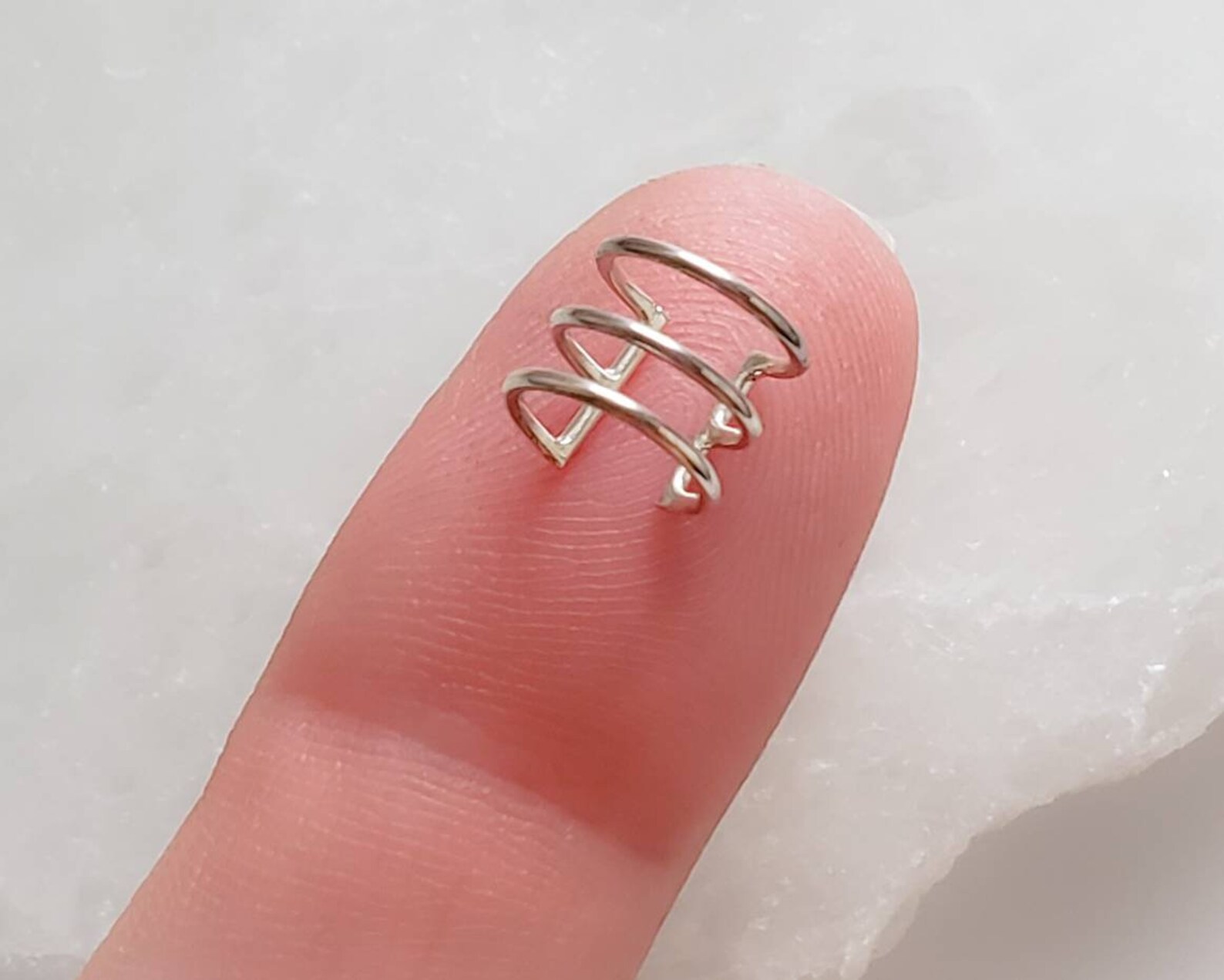 Triple Wire Ear Cuff Delicate Cuff Sterling Silver Ear - Etsy