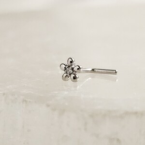 Tiny 14K Gold Flower Nose Stud With Tiny Diamond CZ Accent • Yellow ...