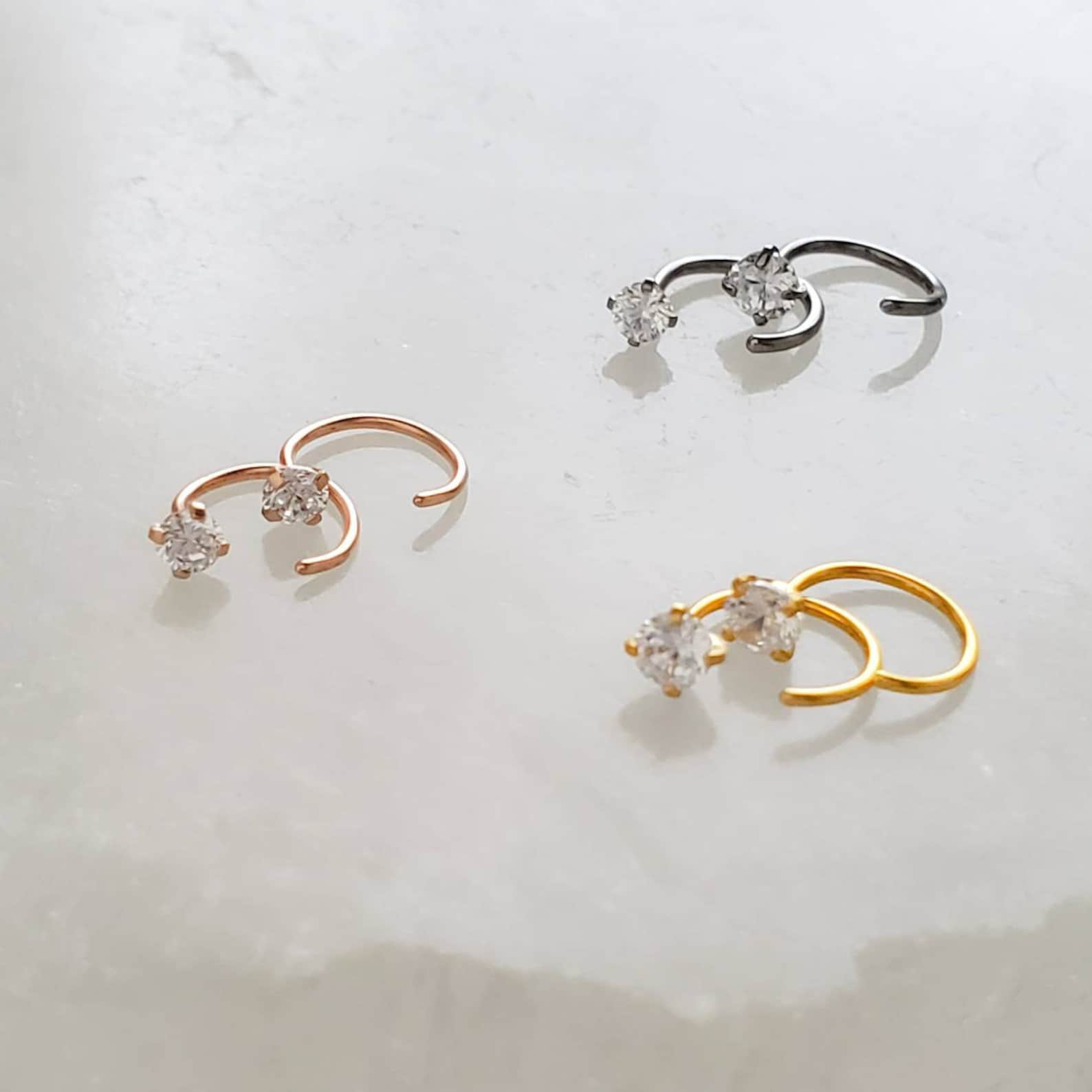 Our TINIEST Sparkle Hug Hoops • 20 Gauge • Thin CZ Hoops • Open Skinny ...