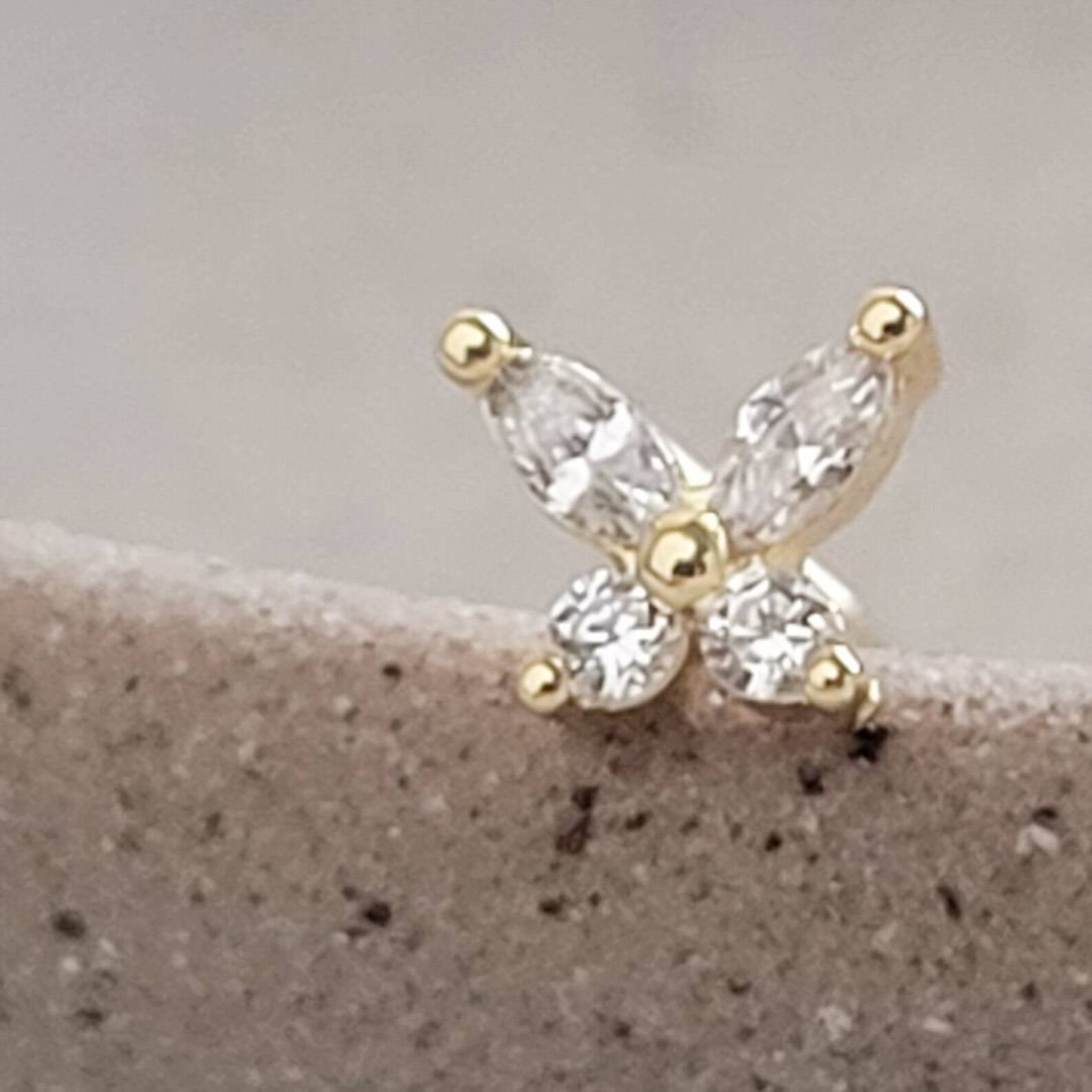Butterfly Nose Stud • L Bend • 20 Gauge Surgical Steel • Nose Ring ...