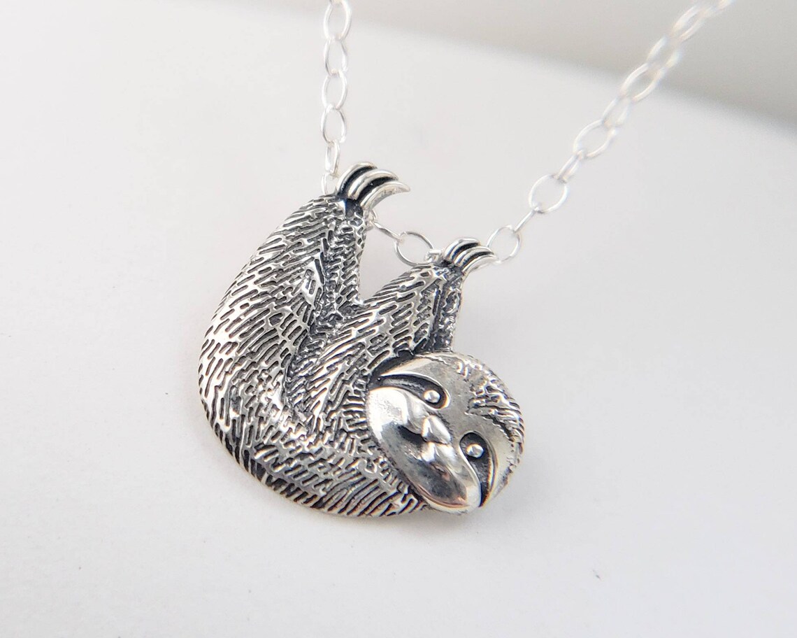 Sloth Necklace Sweet Little Sloth Pendant Silver Sloth - Etsy