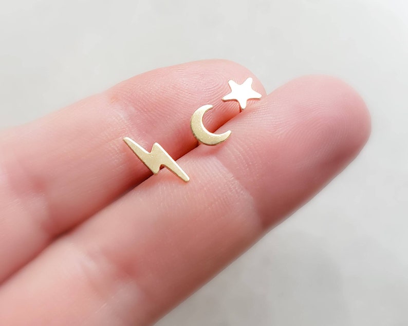 Earring Stud Set Celestial Studs Little Star Stud - Etsy