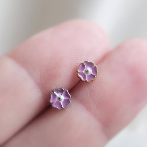 Poppy Nose Stud Pretty Enameled Flower Purple Flower Nose - Etsy