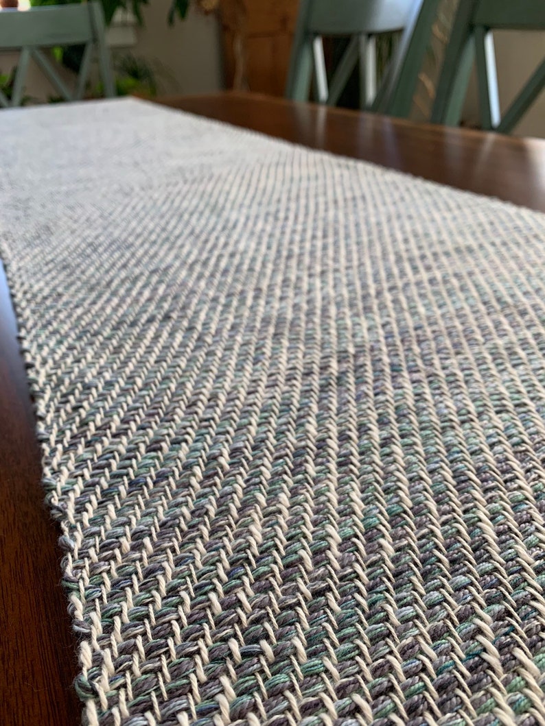 Gray/ Teal Hand Woven Table Runner Cotton various/ Custom | Etsy