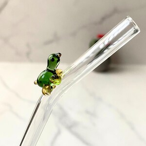 1 Turtle Glass Straw, Glass Drinking Straws, Thin Straws, Reusable ...