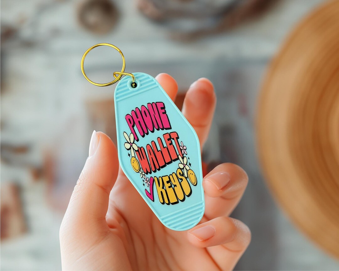 Printed Motel Hotel Keychain – Vintage Phone Wallet Keys Keychain in ...