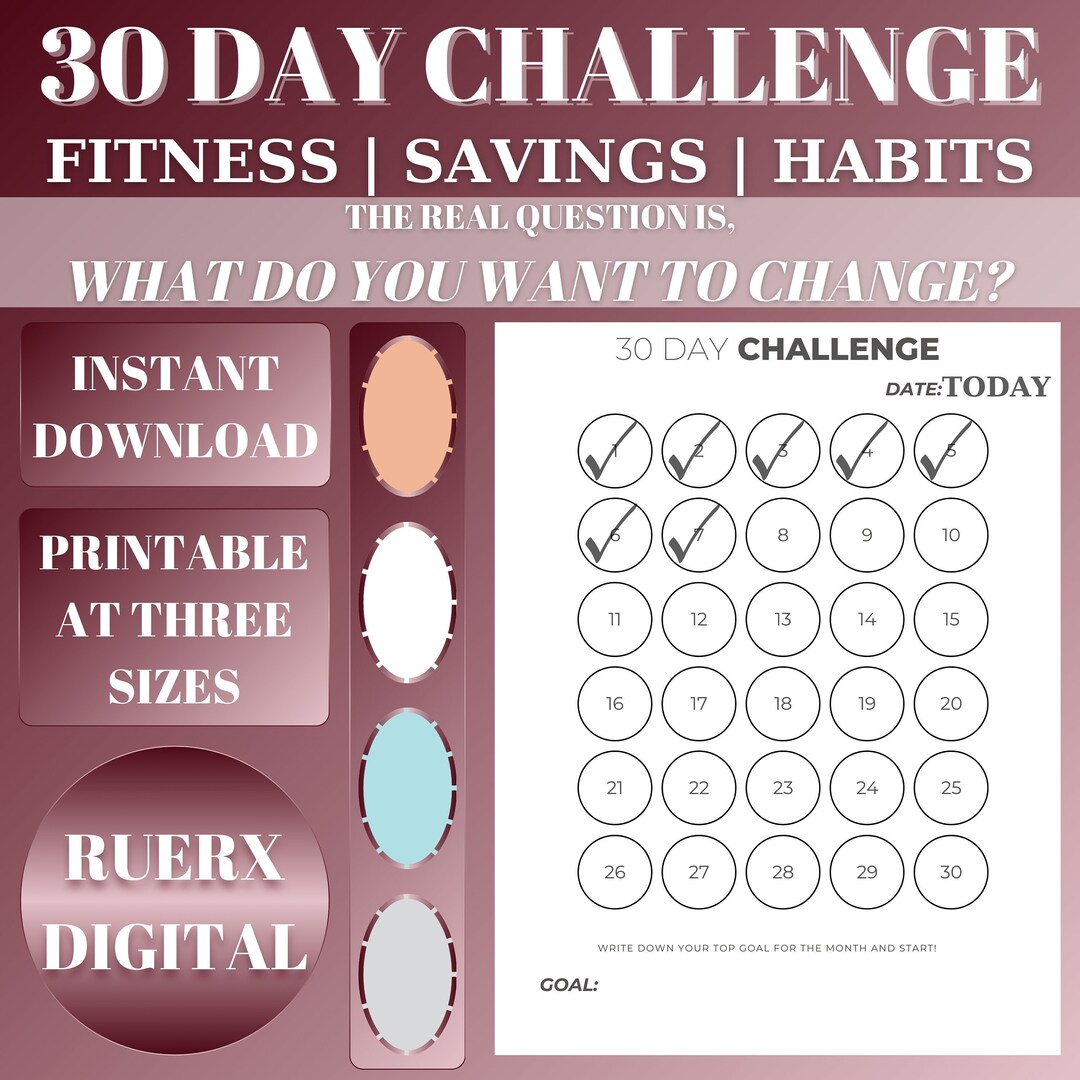 30 Day Challenge PDF: Step-by-step Daily Task Tracker, Done-for-you ...