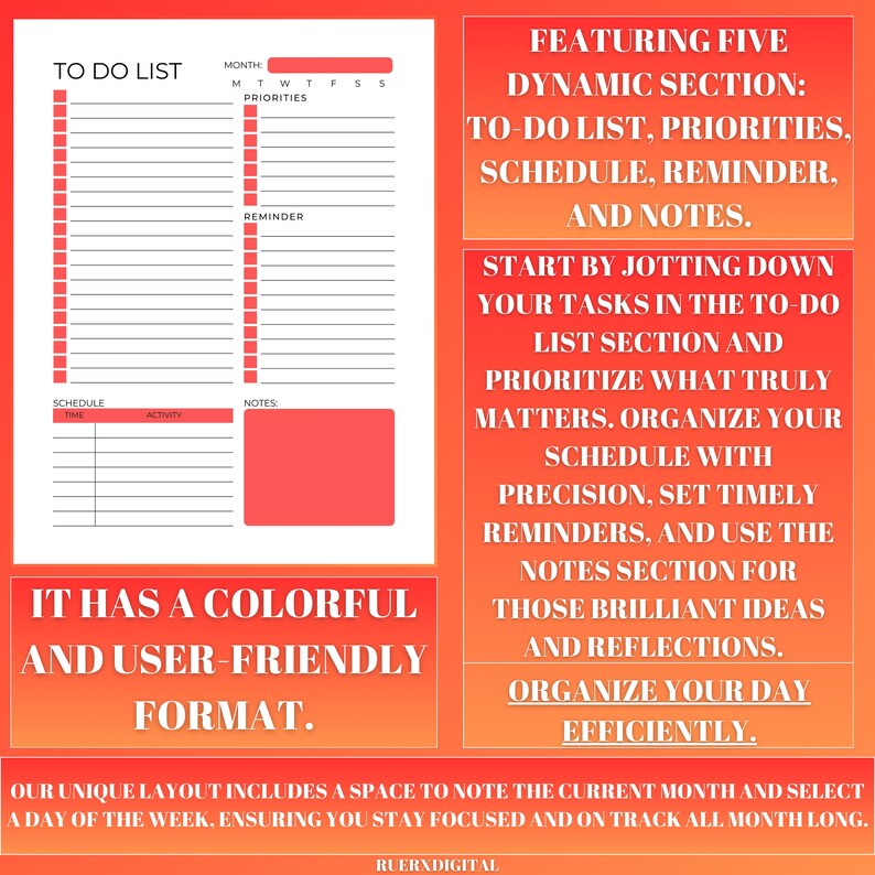 Printable To-do List Colorful Bundle, Daily and Weekly Task Templates ...