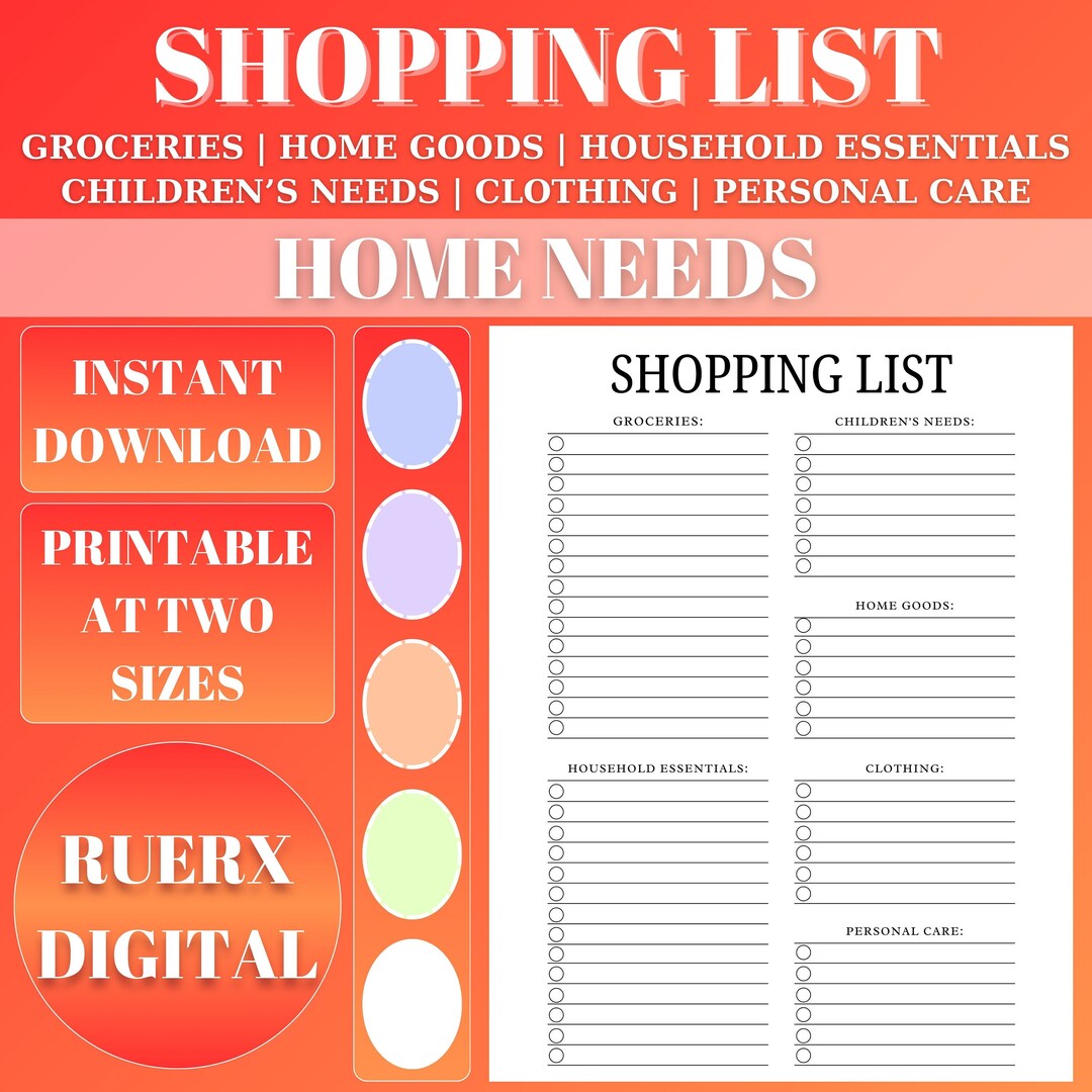 Printable Grocery Checklist PDF - Master Grocery List for Organized and ...