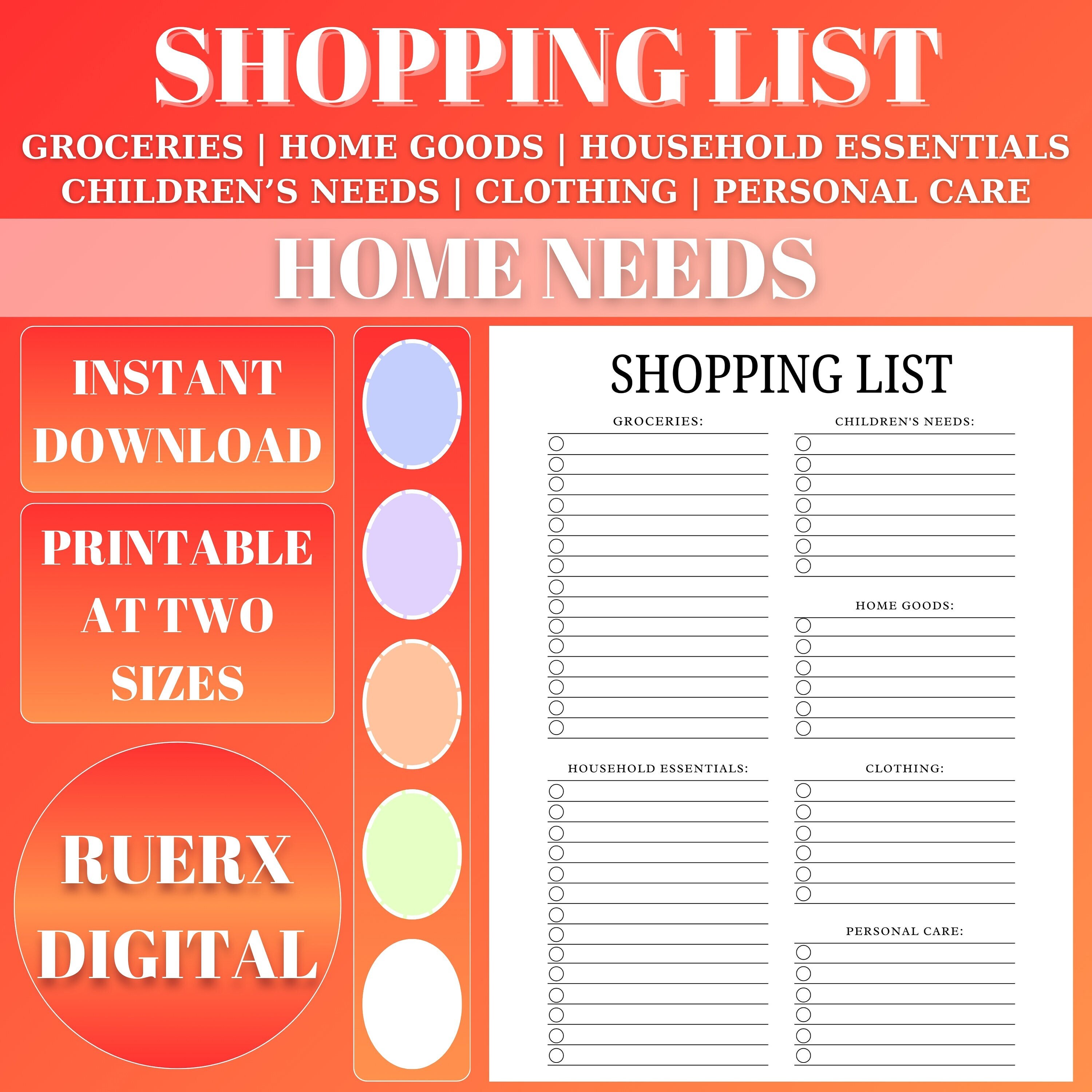Printable Grocery Checklist PDF - Master Grocery List for Organized and ...
