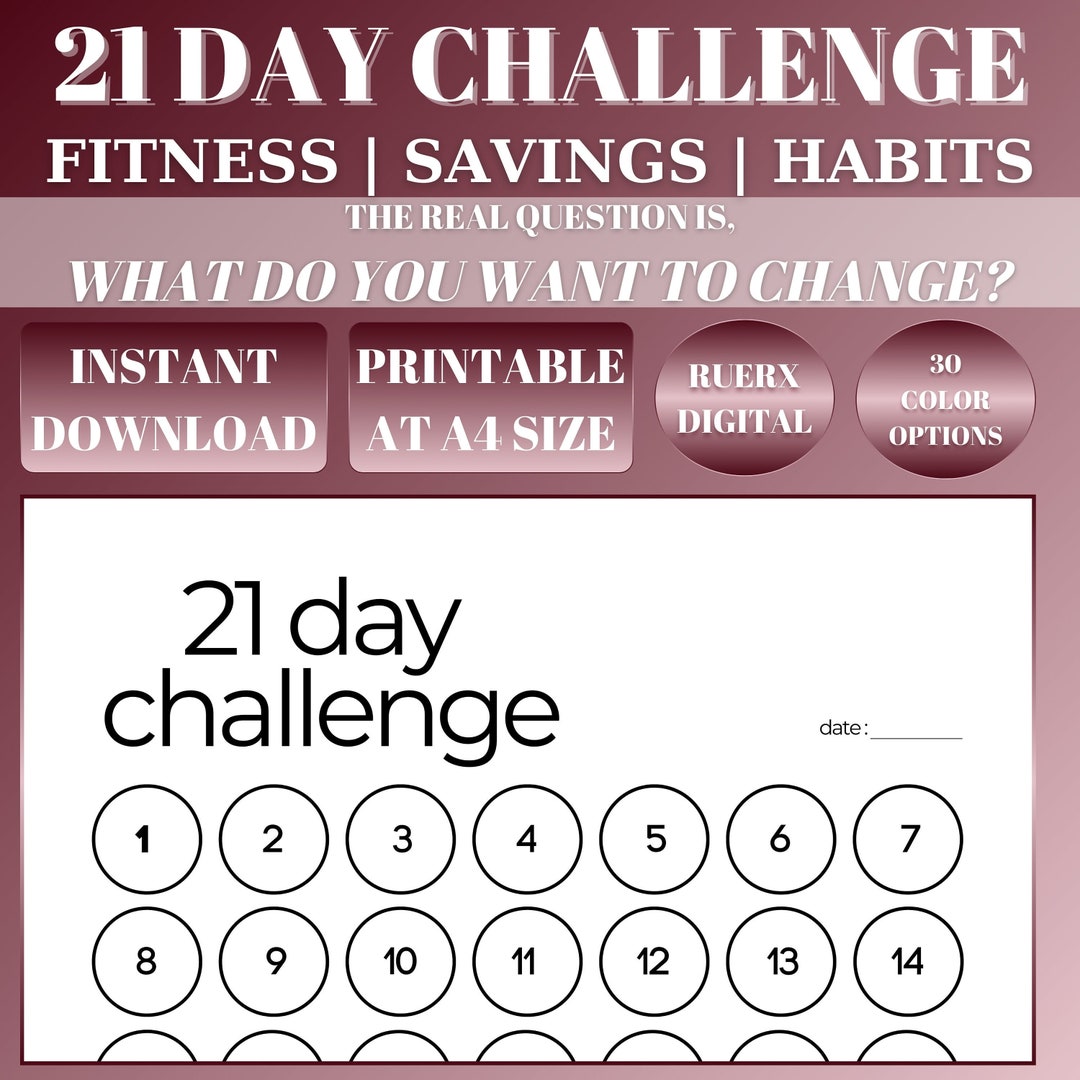 21 Day Habit Challenge | 21-day Tracker for Healthy & Fit Habits ...