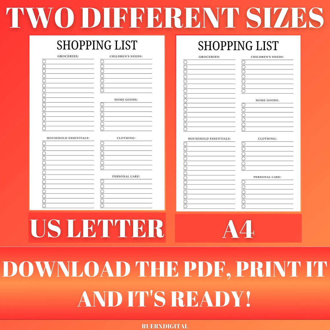 Printable Grocery Checklist PDF - Master Grocery List for Organized and ...