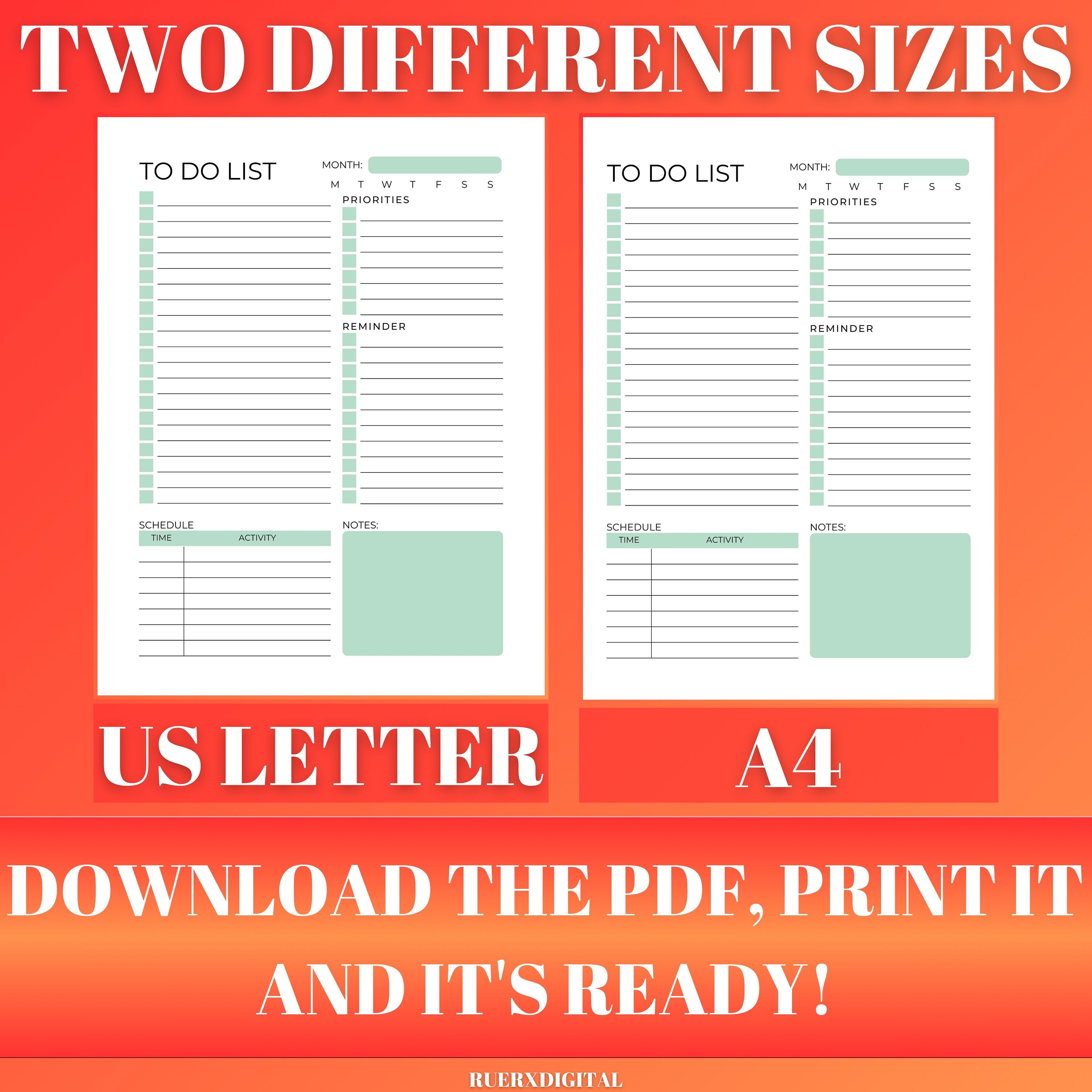 Printable To-do List Colorful Bundle, Daily and Weekly Task Templates ...
