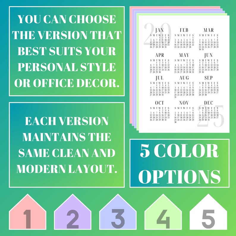 2025 Calendar: Minimalist & Colourful, Perfect for Yearly and Monthly ...