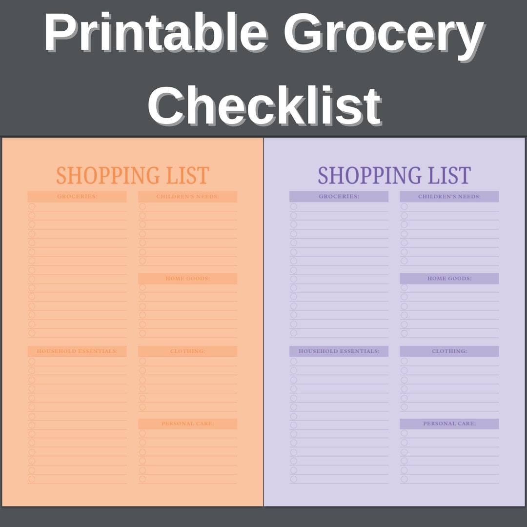 Printable Grocery Checklist PDF Master Grocery List for Organized and ...