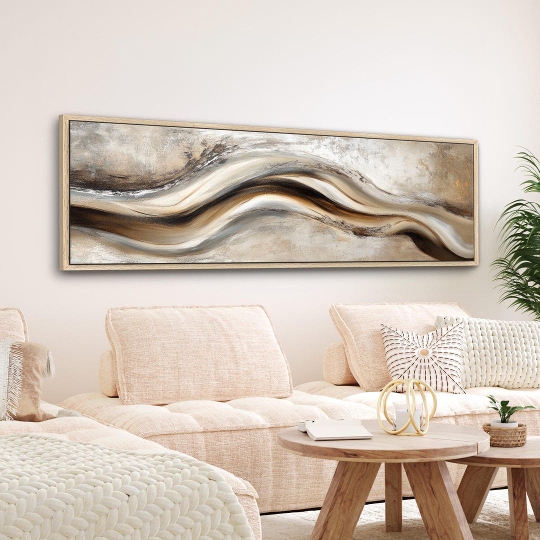 Modern Abstract Wall Art: Large Framed Canvas Neutral Palette - Etsy