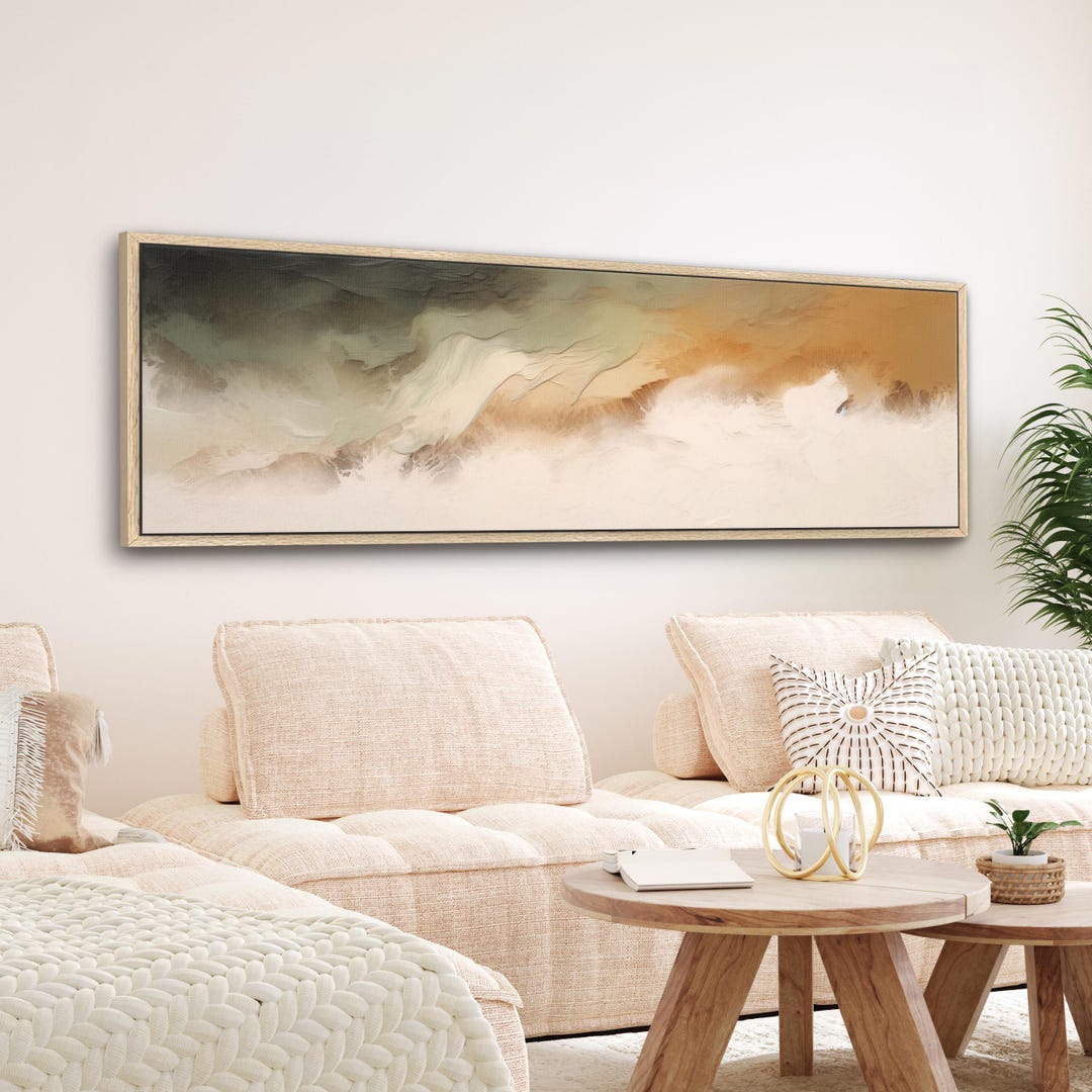 Modern Abstract Canvas Print, Neutral Wave Design, Large Horizontal - Etsy