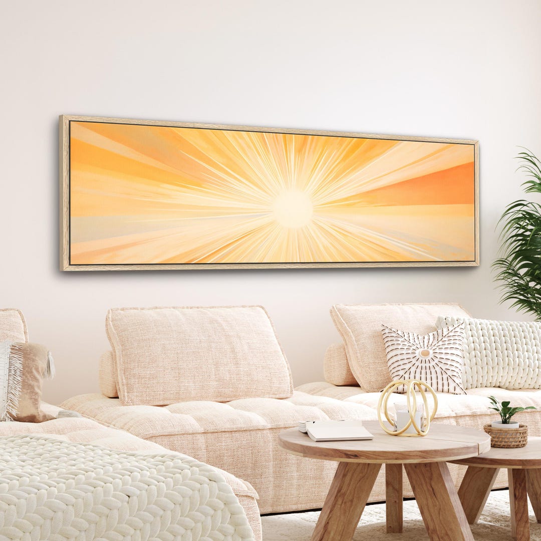 Abstract Sun Canvas Print | Neutral Pastel Yellow Wall Art | Large Boho ...