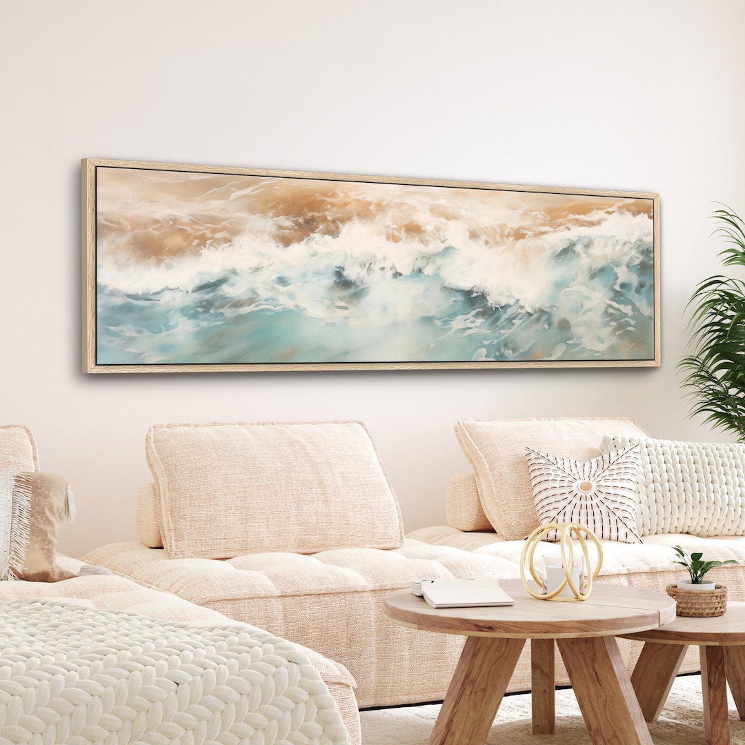 Neutral Abstract Canvas Print | Modern Coastal Ocean Wall Art | Large ...