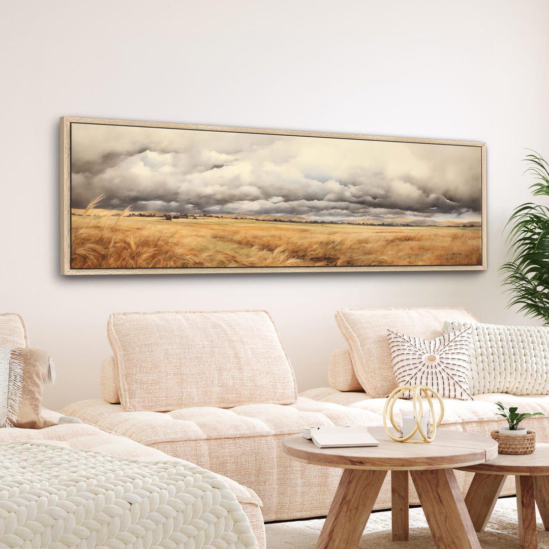 Country Wheat Field Canvas Print | Minimal Neutral Countryside ...