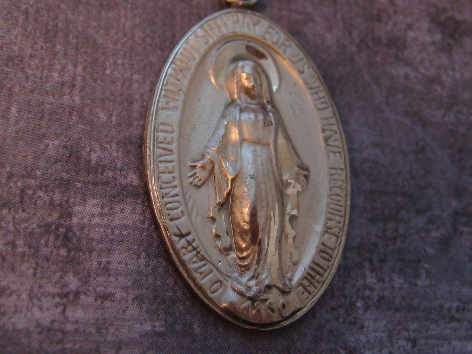 Virgin Mary Miraculous Mary Medallion Oval Sterling Silver Religious ...