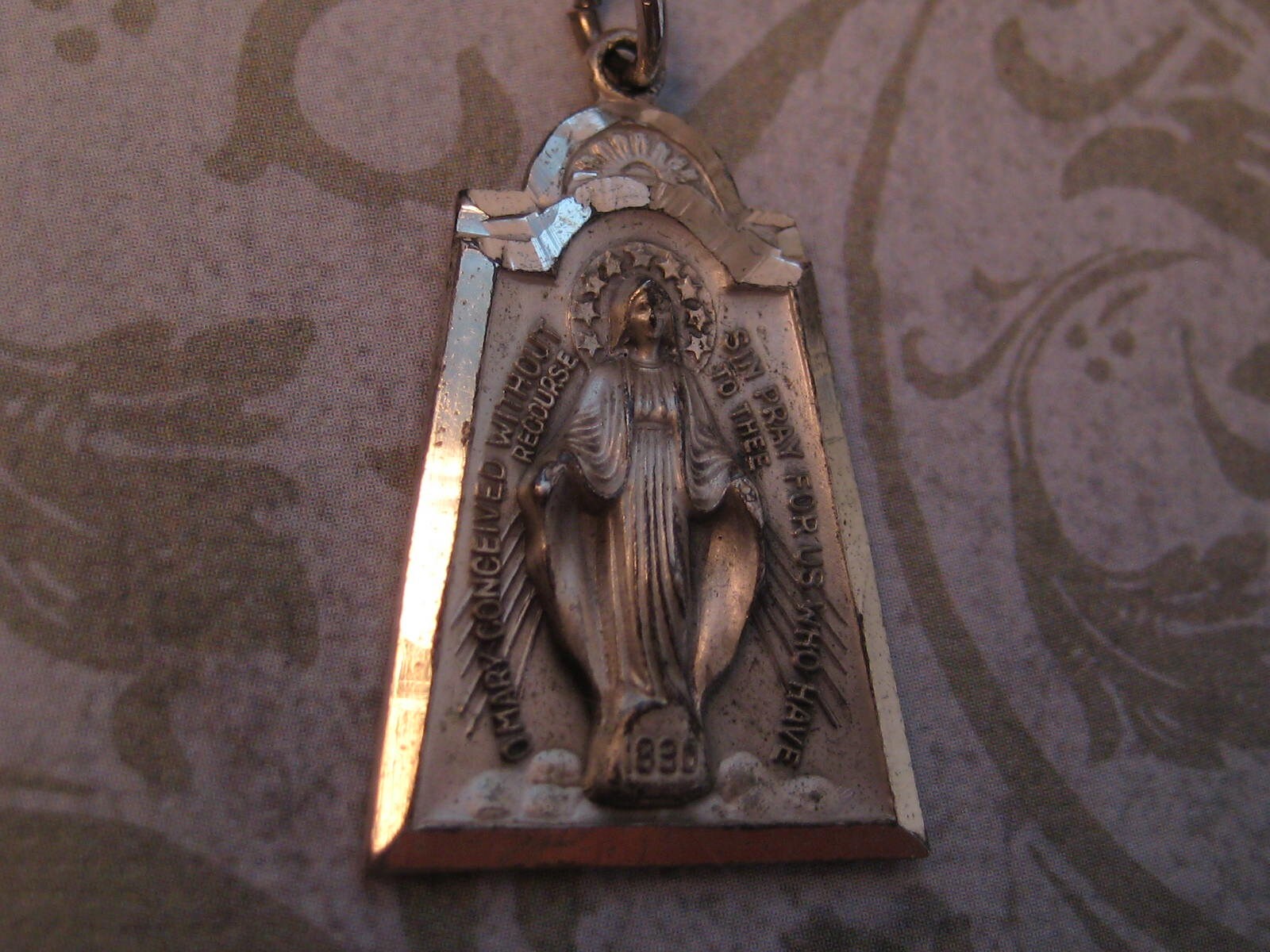 Sterling Silver Religious Medal Virgin Mary Miraculous Mary Medallion ...