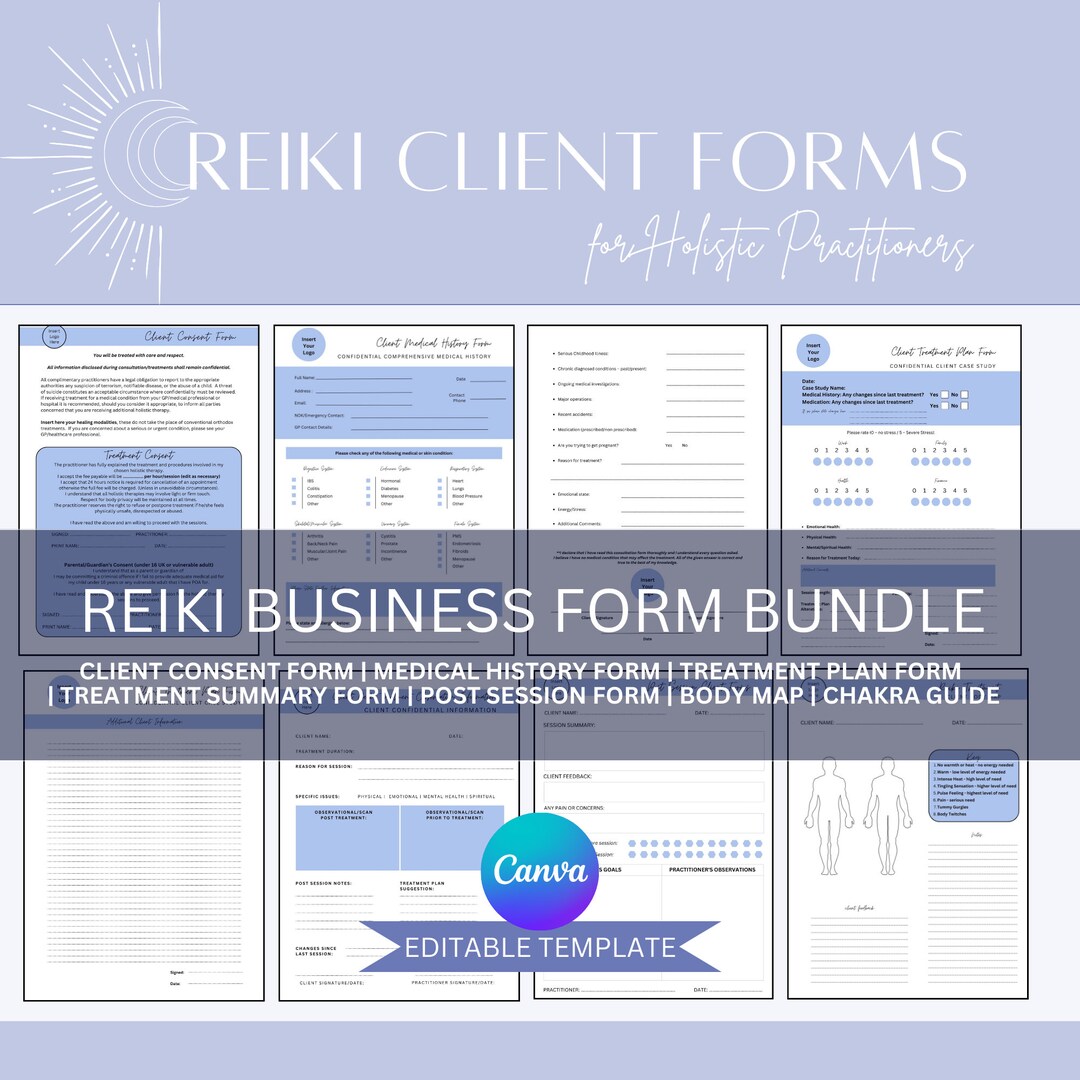 Complete Reiki Client Form Bundle for Practitioners, Reiki Client ...