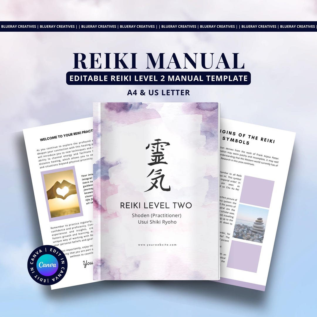 Editable Reiki Level 2 Manual Template | Reiki Teacher Workbook ...