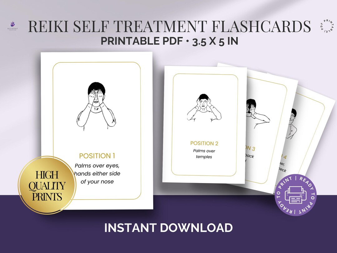 Reiki Self Treatment Flashcards | Self Healing Hand Positions Printable ...