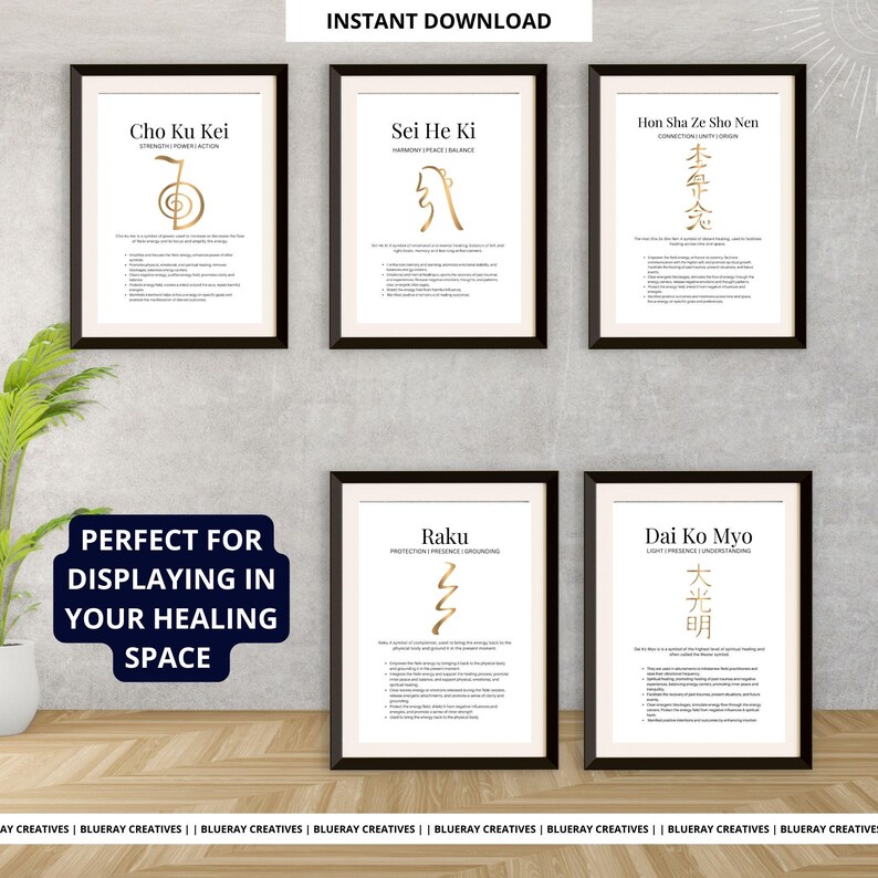 Gold Reiki Symbols Guide Printable PDF Set of 5 Reiki Symbols With ...