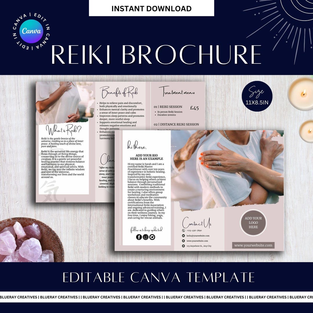 Reiki Brochure: Editable Reiki Flyer, Business Forms for Practitioners ...